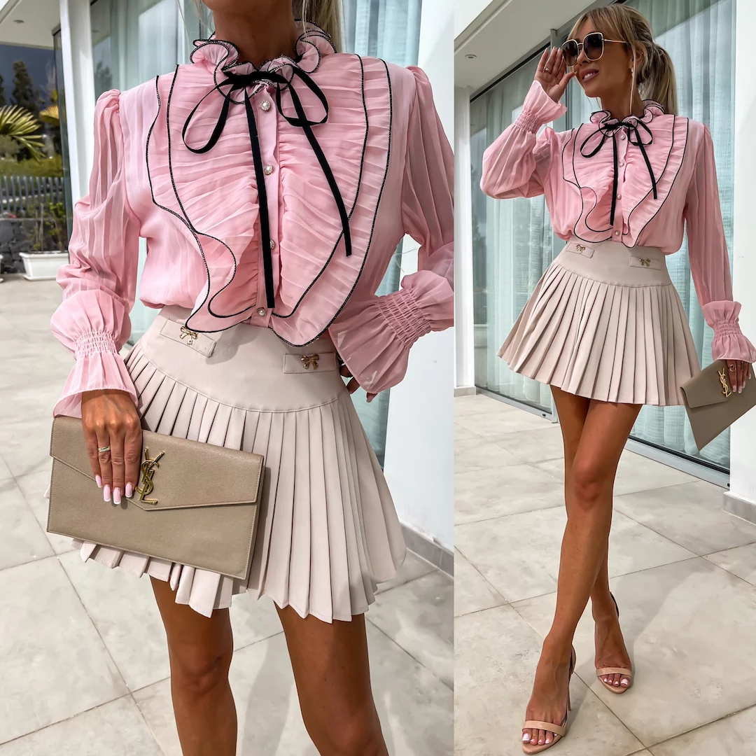 KOSZULA PLISOWANA MAVIS PINK | Ubrania, obuwie oraz dodatki dla kobiet