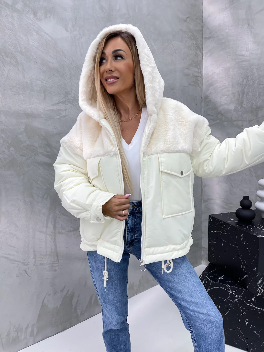 KURTKA MOUNT EVEREST CREAM | Ubrania, obuwie oraz dodatki dla kobiet