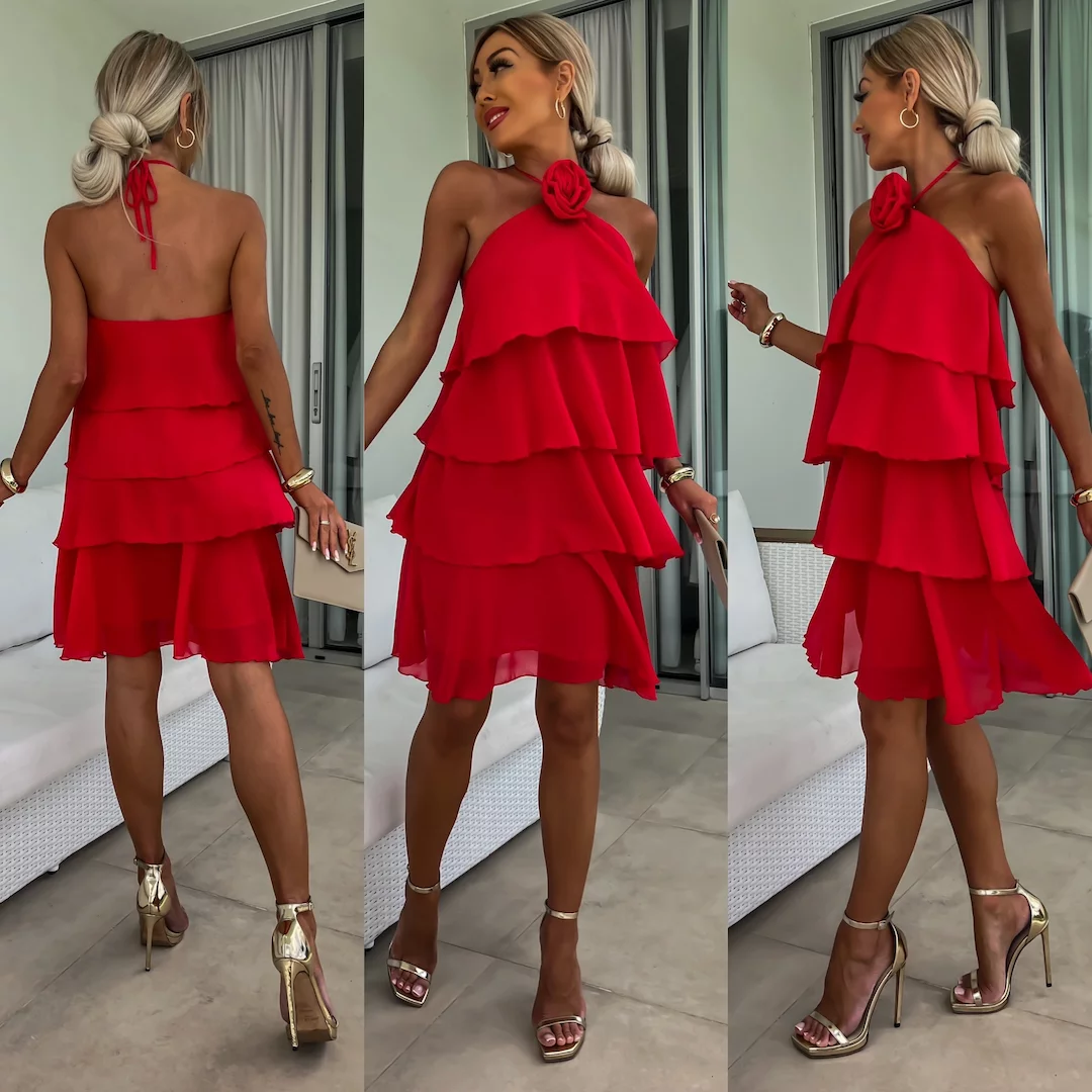 SUKIENKA CASCADE BY CHICACA RED | Ubrania, obuwie oraz dodatki dla kobiet