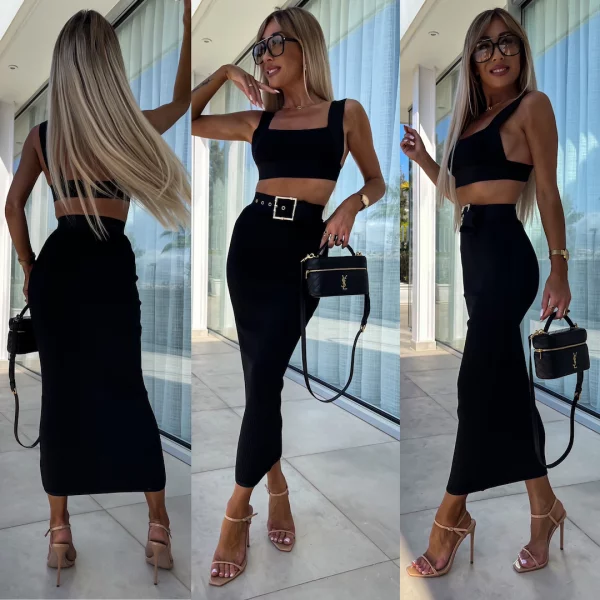 KOMPLET Z PASKIEM PRIMAVERA BLACK | Ubrania, obuwie oraz dodatki dla kobiet