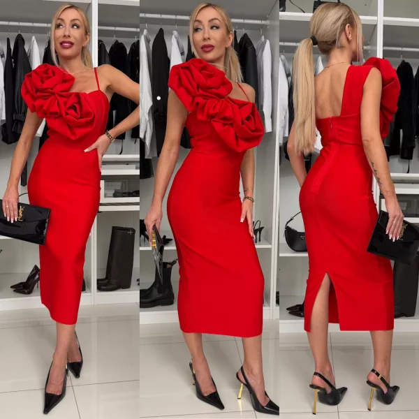 SUKIENKA MIDI TWO ROSES RED | Ubrania, obuwie oraz dodatki dla kobiet