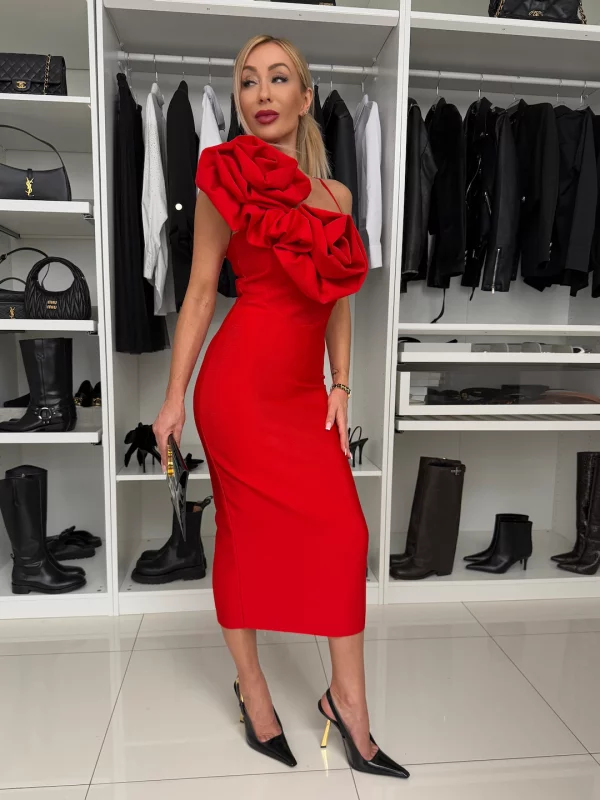 SUKIENKA MIDI TWO ROSES RED | Ubrania, obuwie oraz dodatki dla kobiet