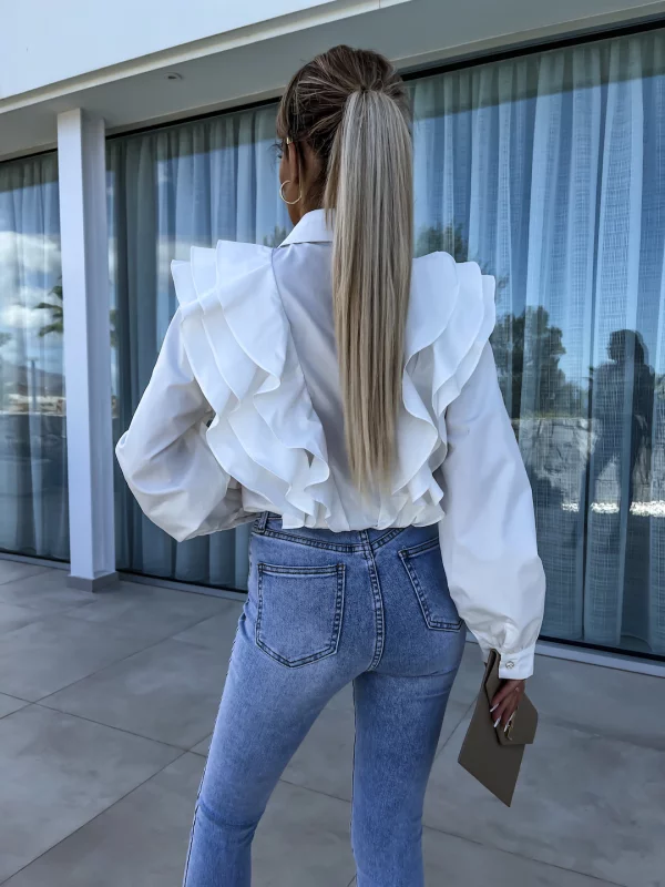 KOSZULA Z FALBANAMI LIVIA CREAM | Ubrania, obuwie oraz dodatki dla kobiet