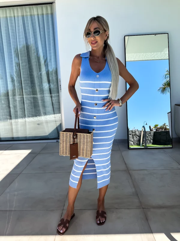 SUKIENKA W PRĄŻEK EVA BLUE | Ubrania, obuwie oraz dodatki dla kobiet