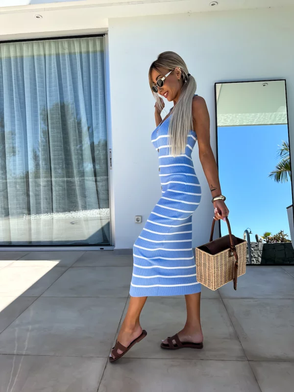 SUKIENKA W PRĄŻEK EVA BLUE | Ubrania, obuwie oraz dodatki dla kobiet