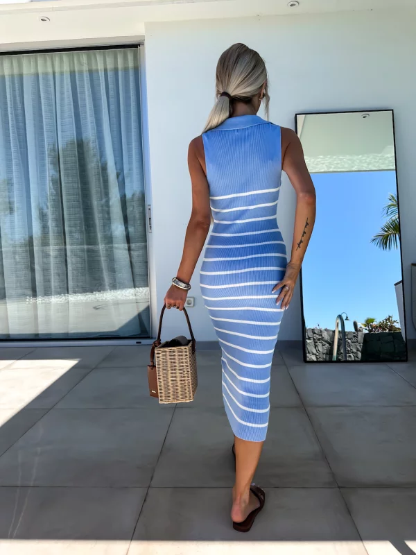 SUKIENKA W PRĄŻEK EVA BLUE | Ubrania, obuwie oraz dodatki dla kobiet