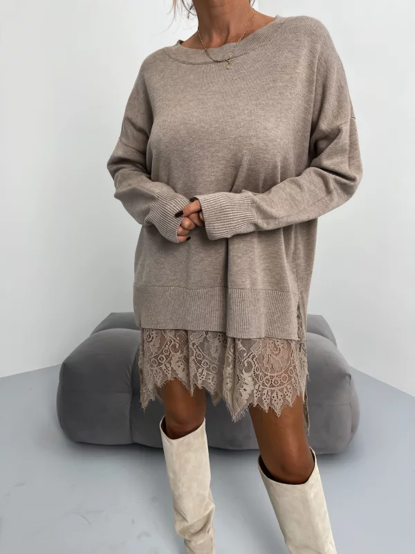 SWETER LUIKA DARK BEIGE | Ubrania, obuwie oraz dodatki dla kobiet