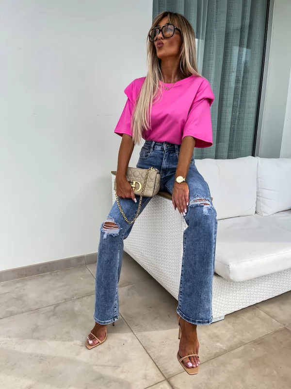 T-SHIRT HIGH SHOULDERS ANN PINK | Ubrania, obuwie oraz dodatki dla kobiet