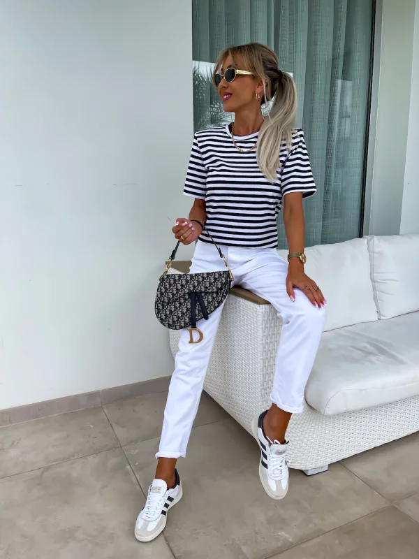 T-SHIRT WALLY WHITE-NAVY | Ubrania, obuwie oraz dodatki dla kobiet