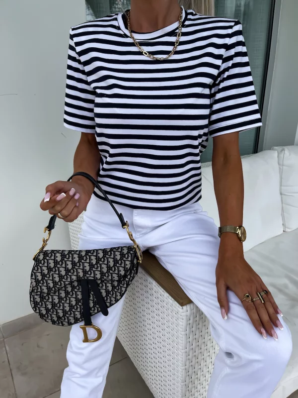 T-SHIRT WALLY WHITE-NAVY | Ubrania, obuwie oraz dodatki dla kobiet