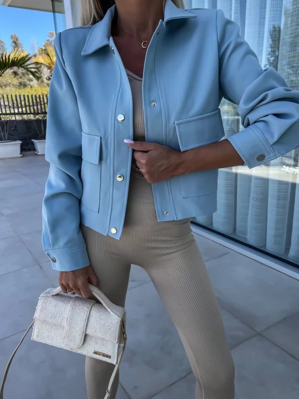 KURTKA SILVER BUTTONS PACO BLUE | Ubrania, obuwie oraz dodatki dla kobiet