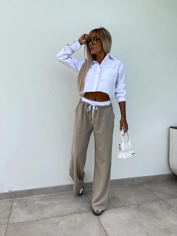 SPODNIE WIDE LEG Z WIĄZANIEM DETROIT BEIGE | Ubrania, obuwie oraz ...