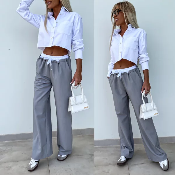 SPODNIE WIDE LEG Z WIĄZANIEM DETROIT GRAY | Ubrania, obuwie oraz ...