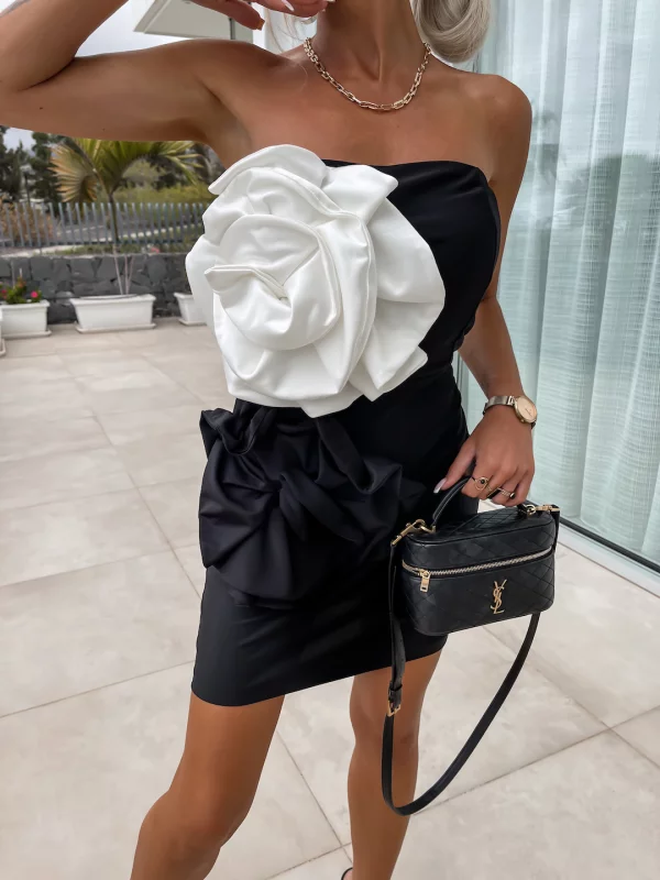 SUKIENKA TWO ROSES WHITE-BLACK | Ubrania, obuwie oraz dodatki dla kobiet