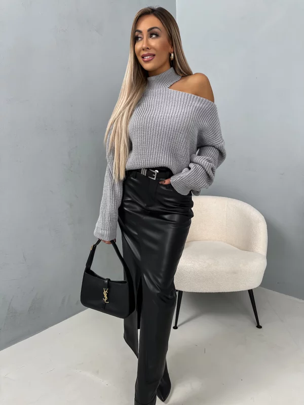 SWETER ASYMETRIC SHOULDER IGGY GRAY | Ubrania, obuwie oraz dodatki dla ...
