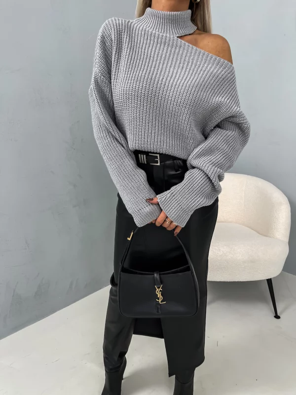 SWETER ASYMETRIC SHOULDER IGGY GRAY | Ubrania, obuwie oraz dodatki dla ...