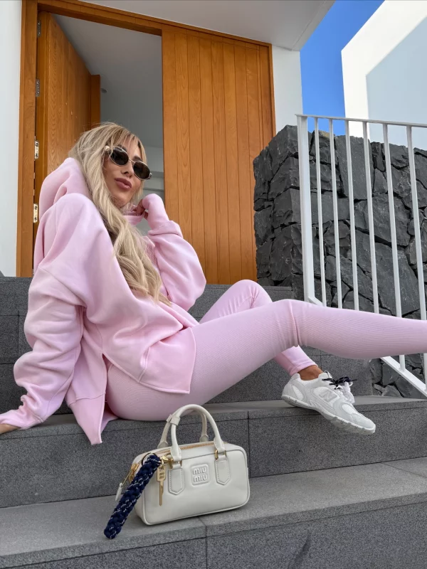 BLUZA Z BAWEŁNĄ I KAPTUREM PROVE ME JASNY RÓŻ | Ubrania, obuwie oraz ...