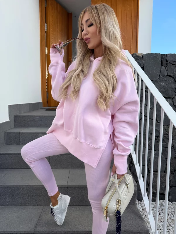 BLUZA Z BAWEŁNĄ I KAPTUREM PROVE ME JASNY RÓŻ | Ubrania, obuwie oraz ...